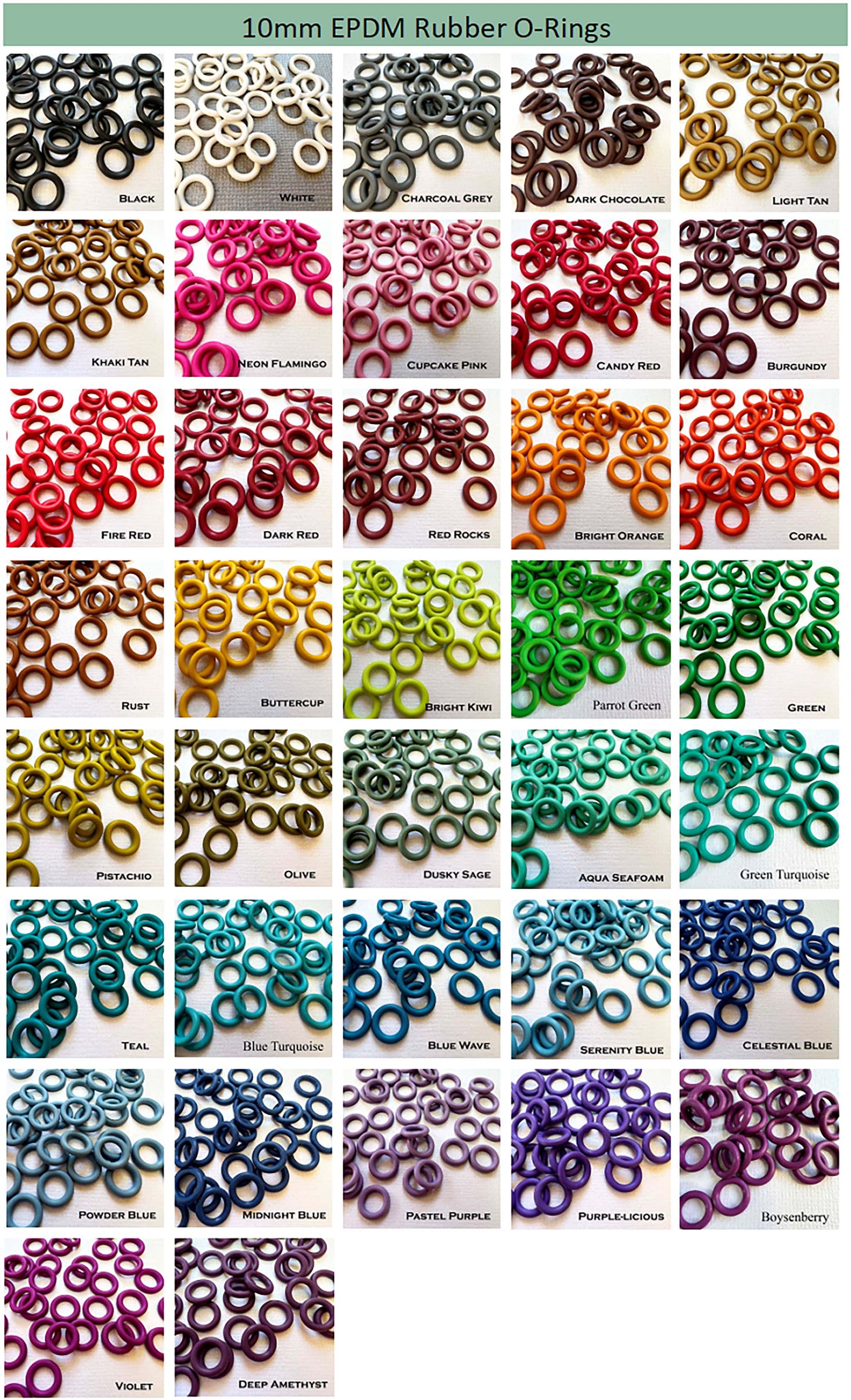 10mm Rubber O-Rings (ID: 6mm) - choose color & quantity – Bead Me A Story